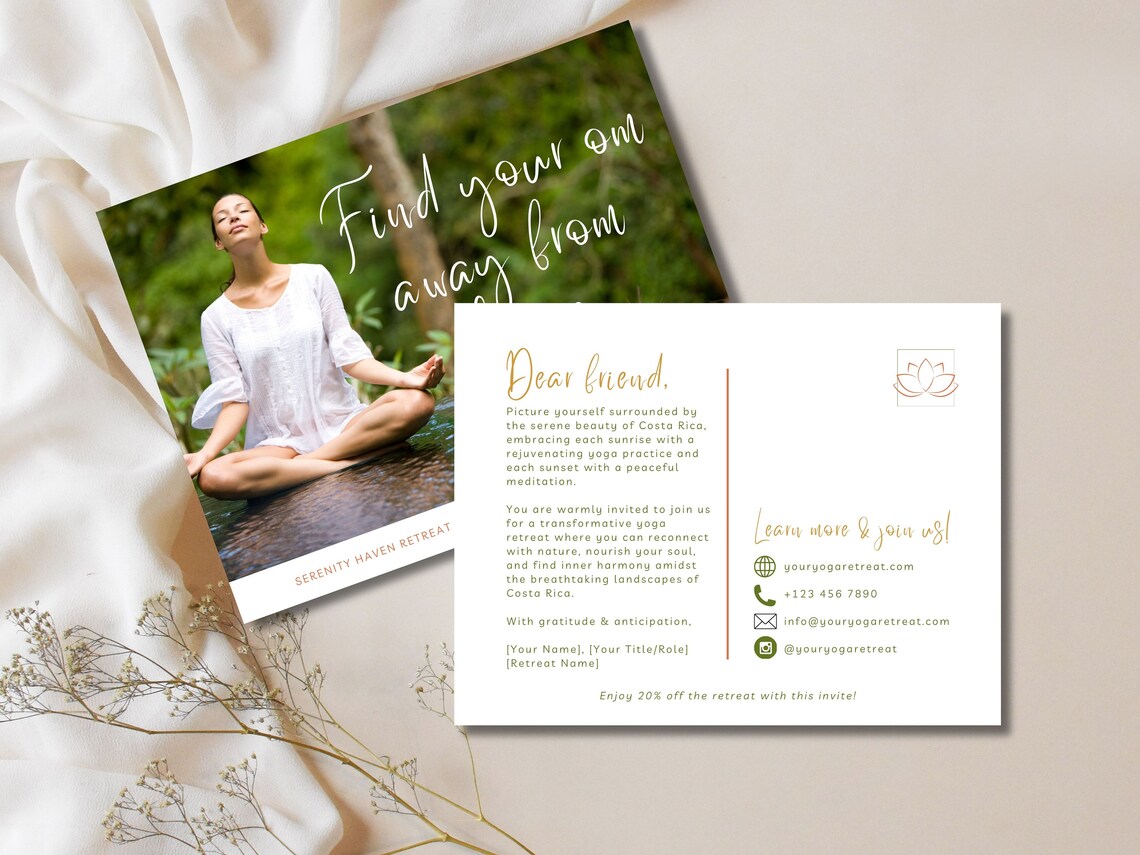 Yoga Retreat Invitation Template Meditation Wellness Retreat ...