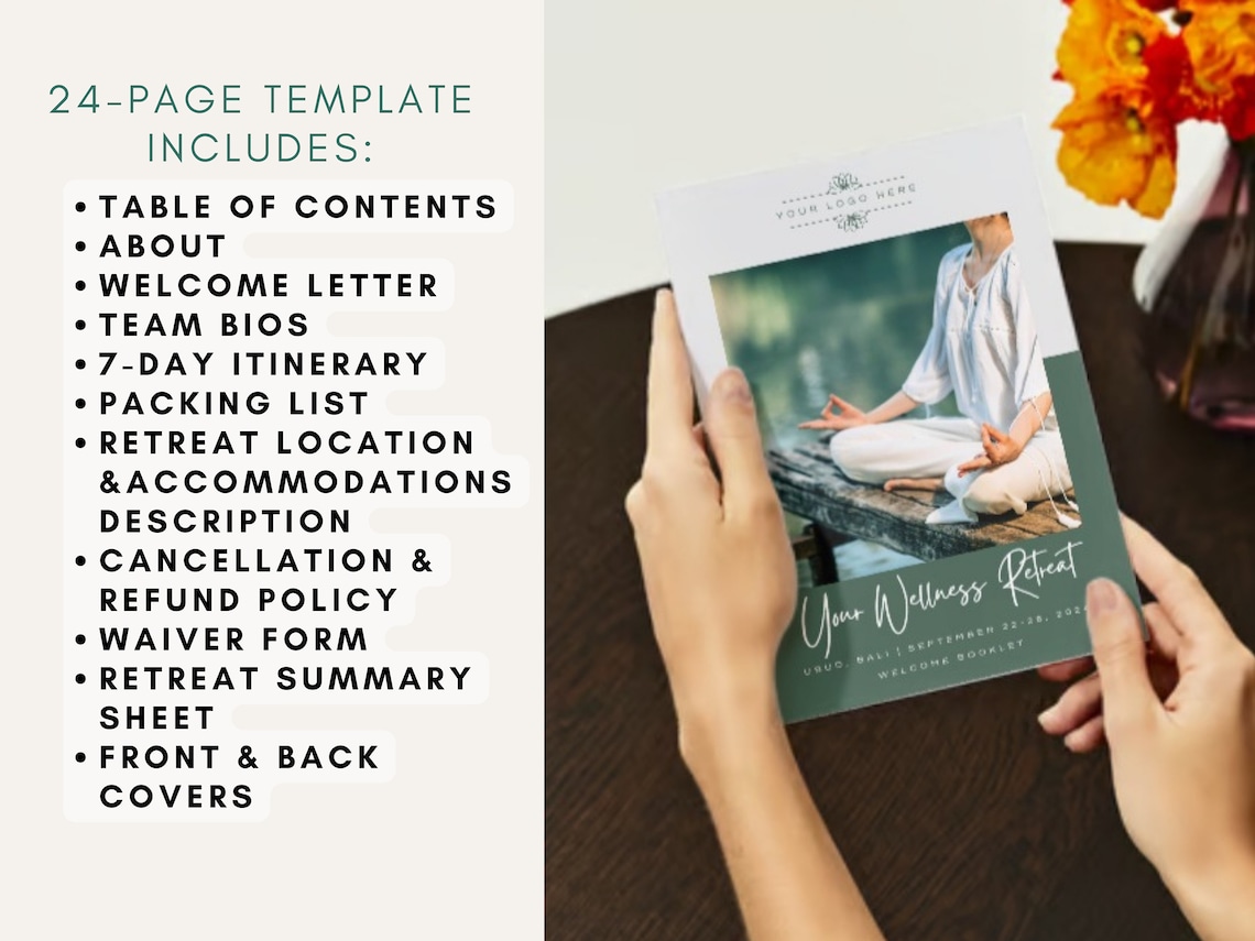 Retreat Welcome Booklet Template | Printable & Digital | Canva Editable ...
