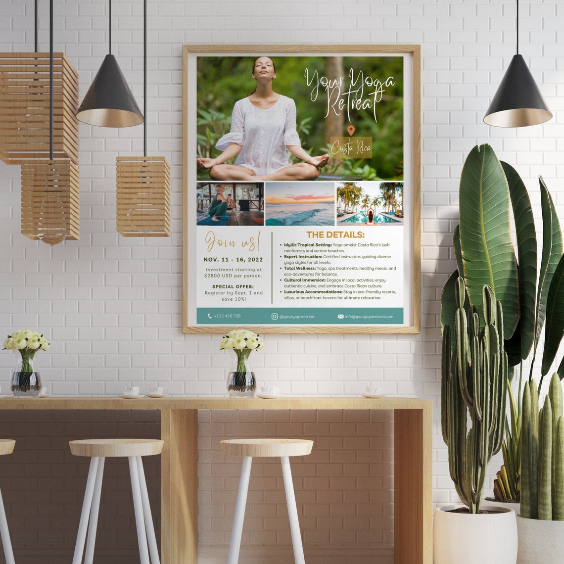 Yoga Retreat Flyer Template | Meditation Wellness Retreat Promotional ...