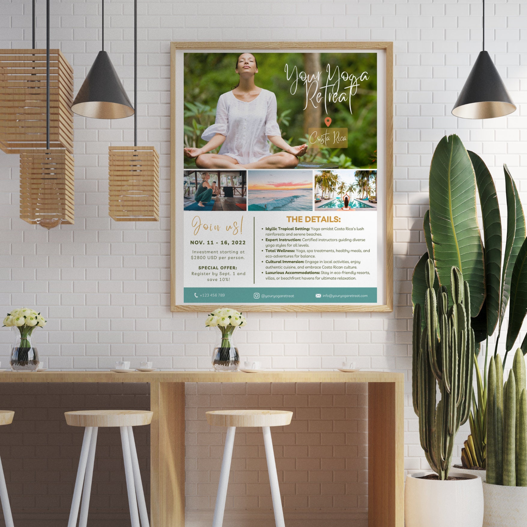 Yoga Retreat Flyer Template | Meditation Wellness Retreat Promotional ...