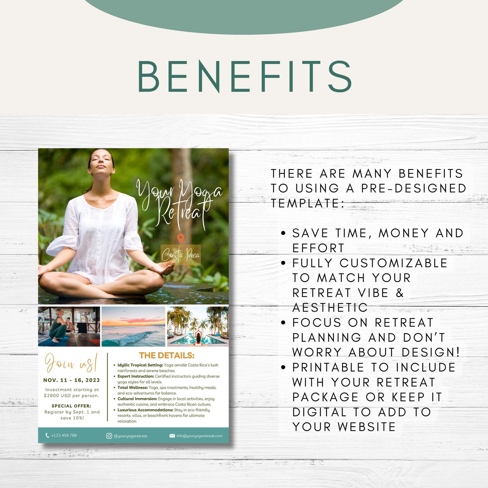 Yoga Retreat Flyer Template Meditation Wellness Retreat Promotional ...