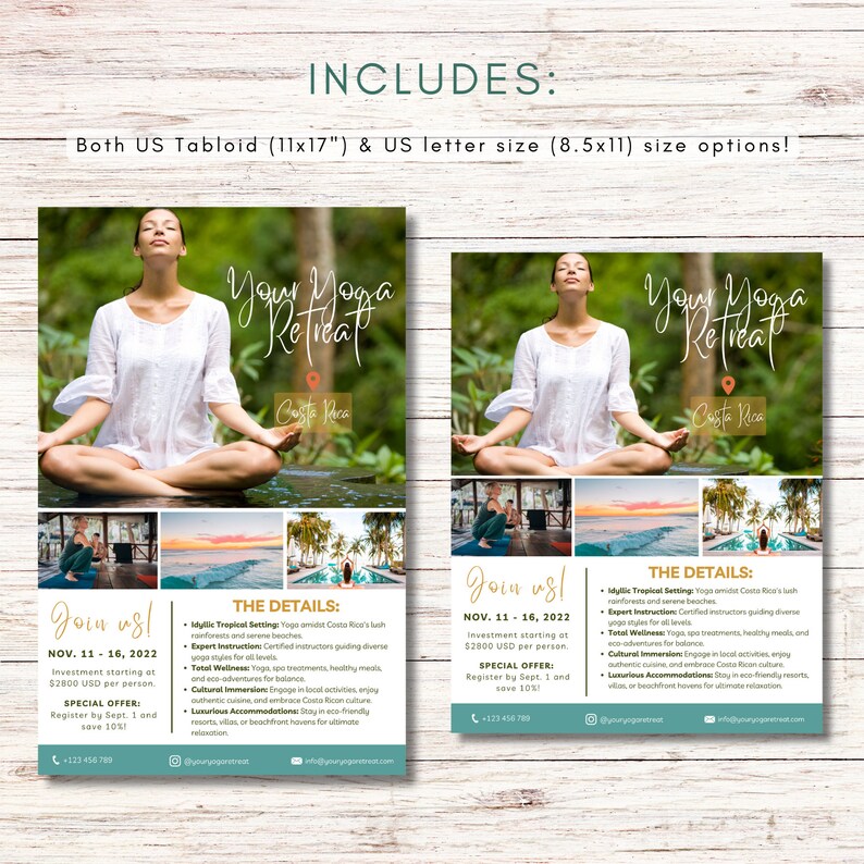 Yoga Retreat Flyer Template | Meditation Wellness Retreat Promotional ...