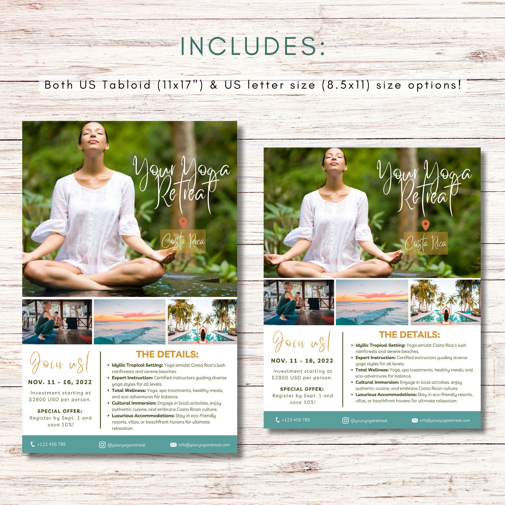Yoga Retreat Flyer Template | Meditation Wellness Retreat Promotional ...