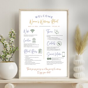 Women's Wellness Retreat Welcome Sign Template | Guest Arrival Poster ...