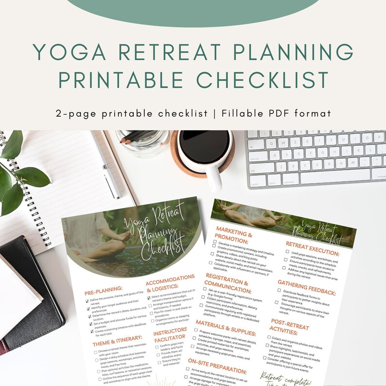 Yoga Retreat Printable Planning Checklist Fillable Form PDF Yoga ...