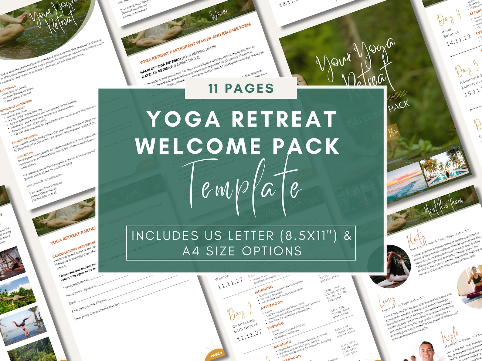 Yoga Retreat Welcome Pack Template | Printable & Digital | Canva ...