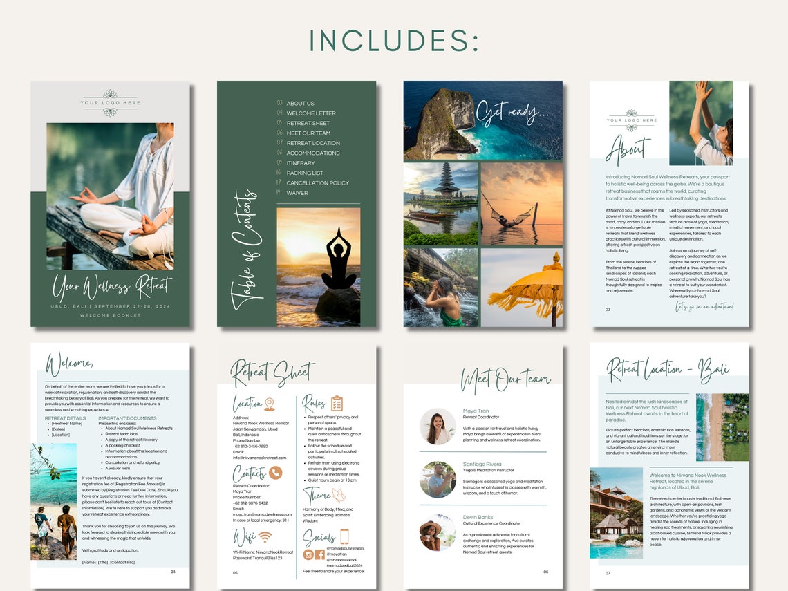Retreat Welcome Booklet Template | Printable & Digital | Canva Editable ...