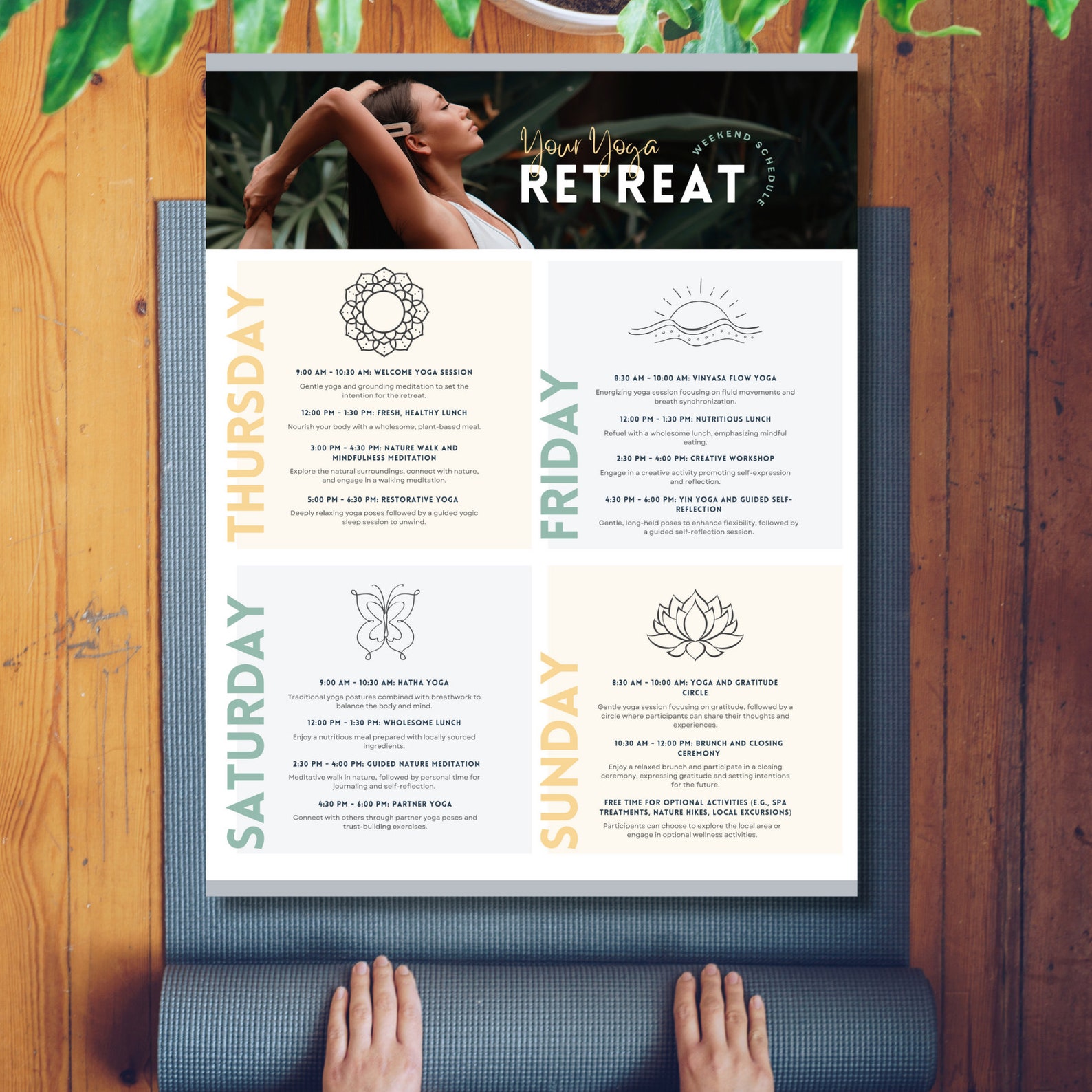 Weekend Retreat Itinerary Template Weekend Wellness Retreat Editable ...