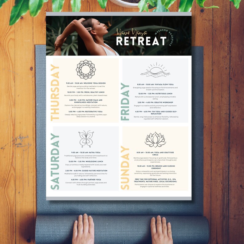 Weekend Retreat Itinerary Template Weekend Wellness Retreat Editable ...