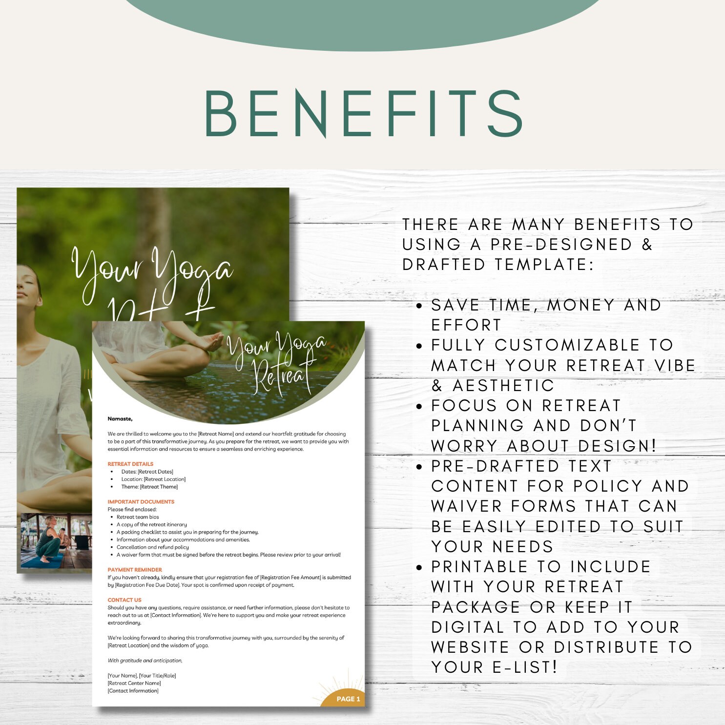 Yoga Retreat Welcome Pack Template Printable & Digital Canva Editable ...