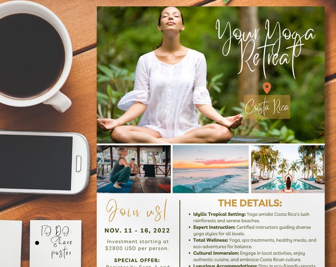 Yoga Retreat Flyer Template Meditation Wellness Retreat Promotional ...