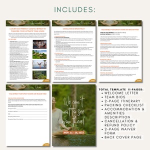 Yoga Retreat Welcome Pack Template Printable & Digital Canva Editable ...