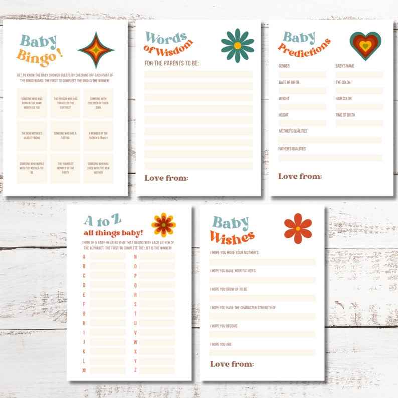 Printable Baby Shower Activities Cute Floral Simple Baby Shower Games ...