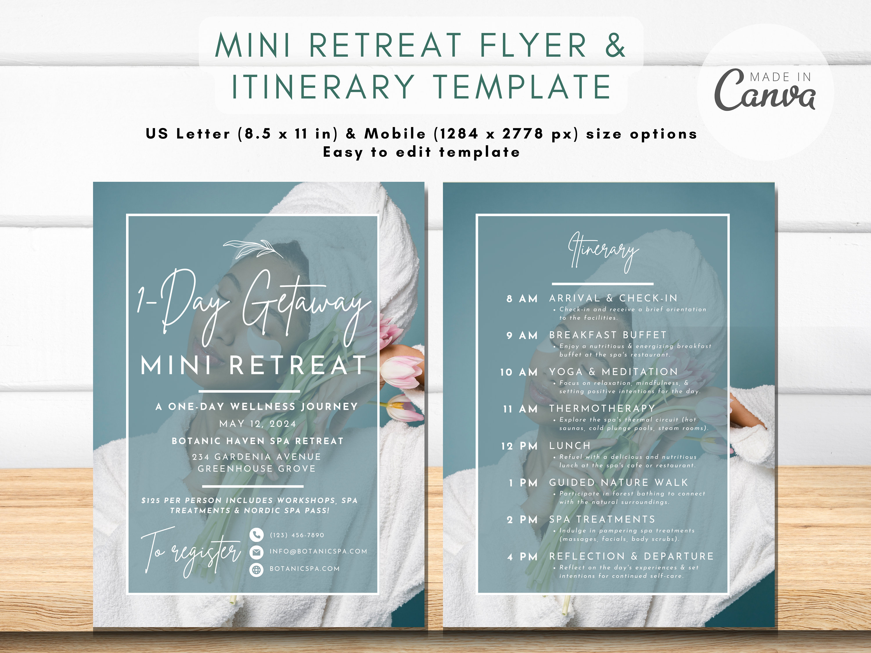 Mini Retreat Flyer Itinerary Template One Day Retreat Women's Wellness ...