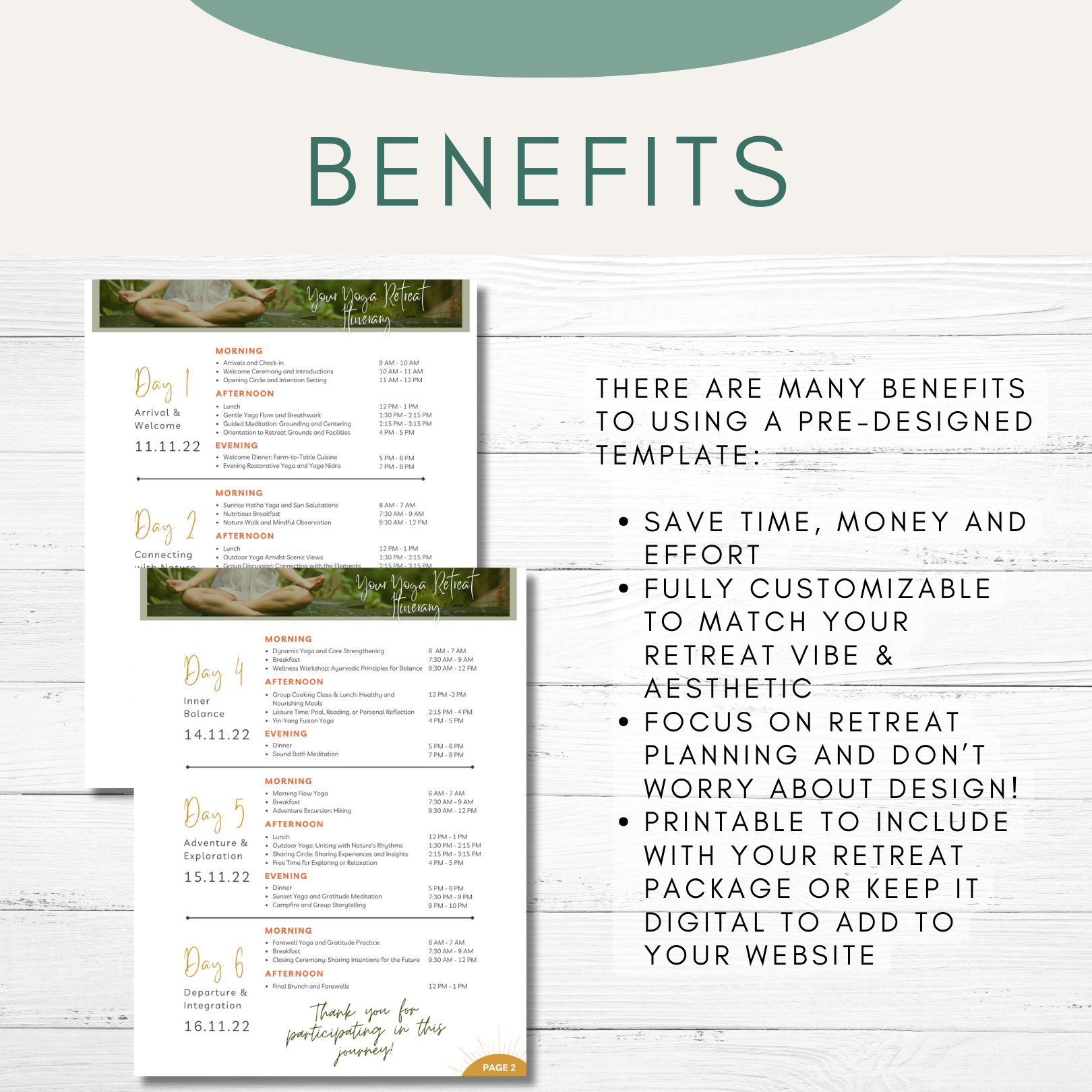 Yoga Retreat Planning Itinerary Template Pack for Print, Website and ...