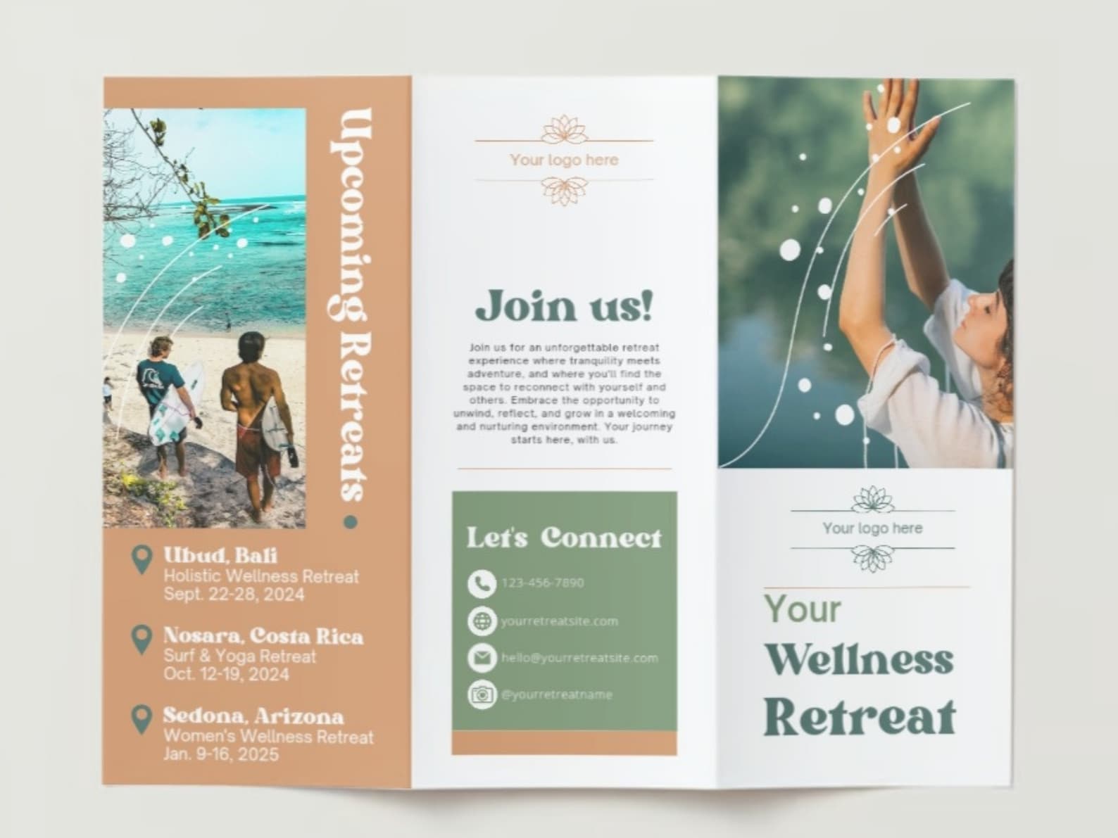 Retreat Trifold Brochure Template Meditation Wellness Retreat ...