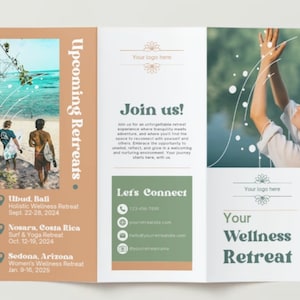 Retreat Trifold Brochure Template | Meditation Wellness Retreat ...