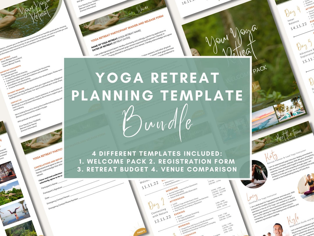Yoga Retreat Planning Template Bundle Retreat Planning Kit Welcome Pack ...