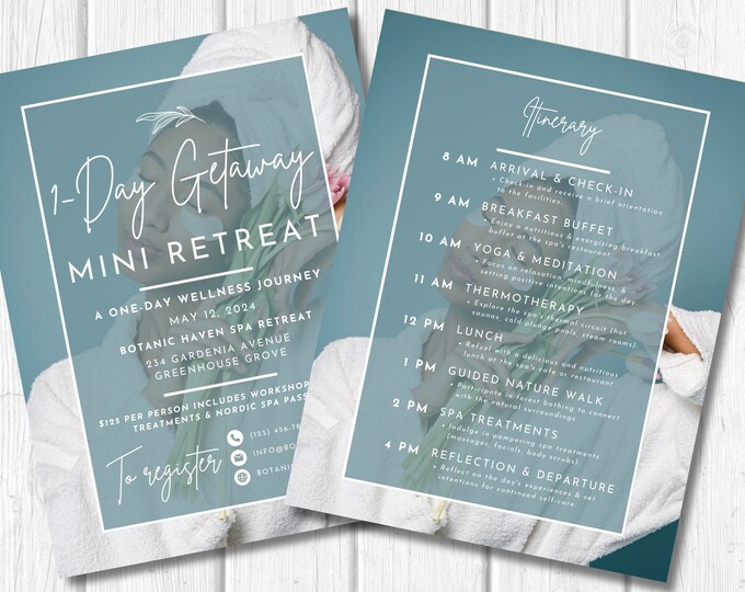 Mini Retreat Flyer Itinerary Template One Day Retreat Women's Wellness ...