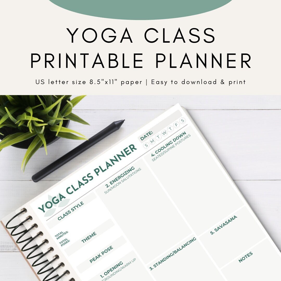 Yoga Class Printable Planner Fillable Form PDF Yoga Instructor Sequence ...