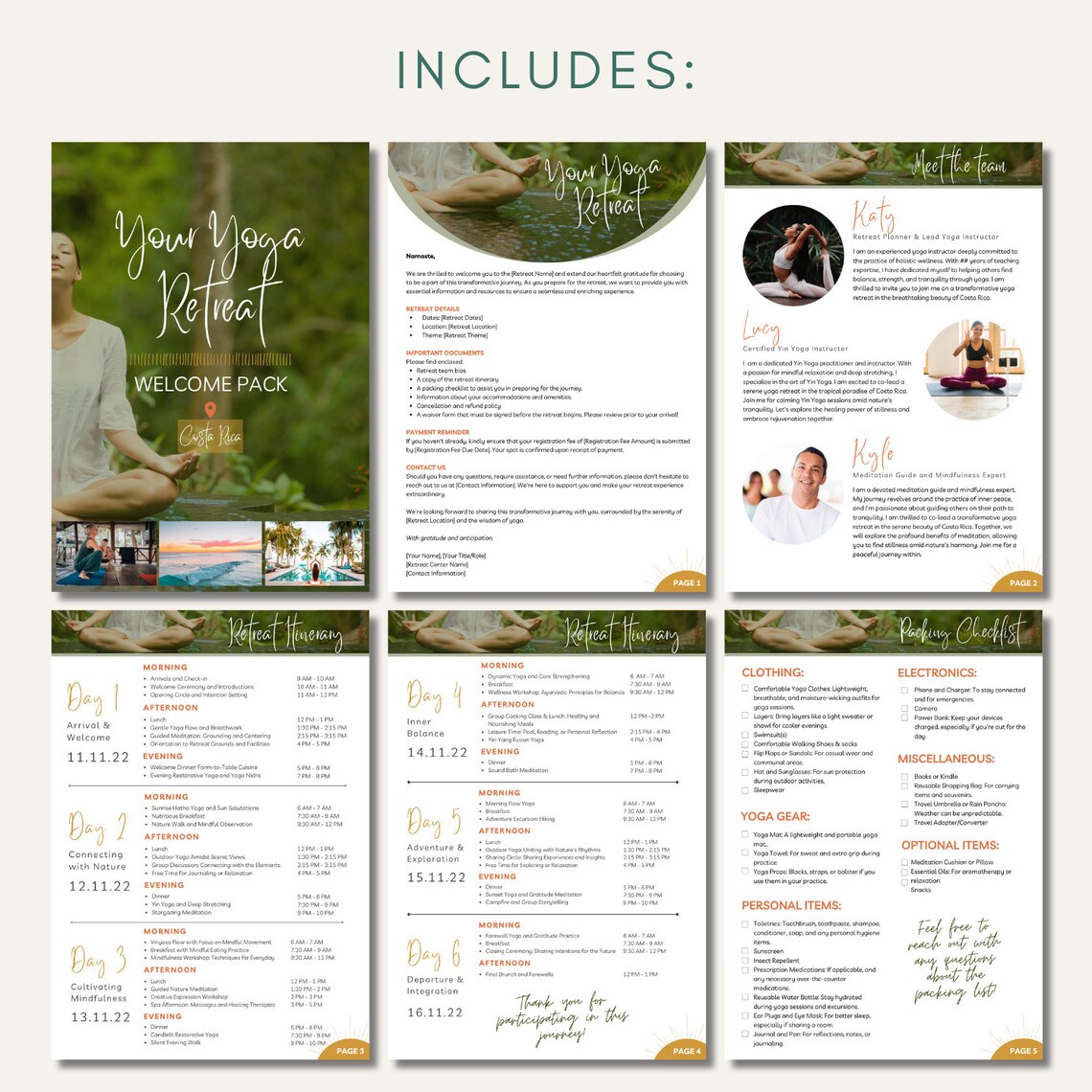 Yoga Retreat Welcome Pack Template Printable & Digital Canva Editable ...
