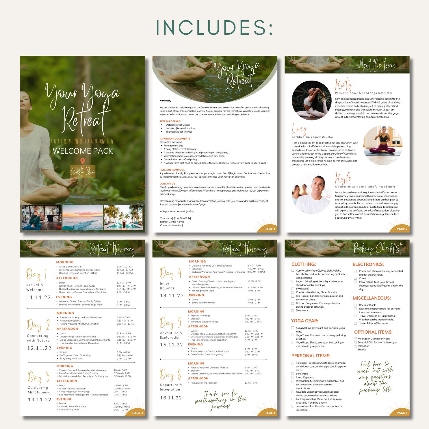 Yoga Retreat Welcome Pack Template Printable & Digital Canva Editable ...