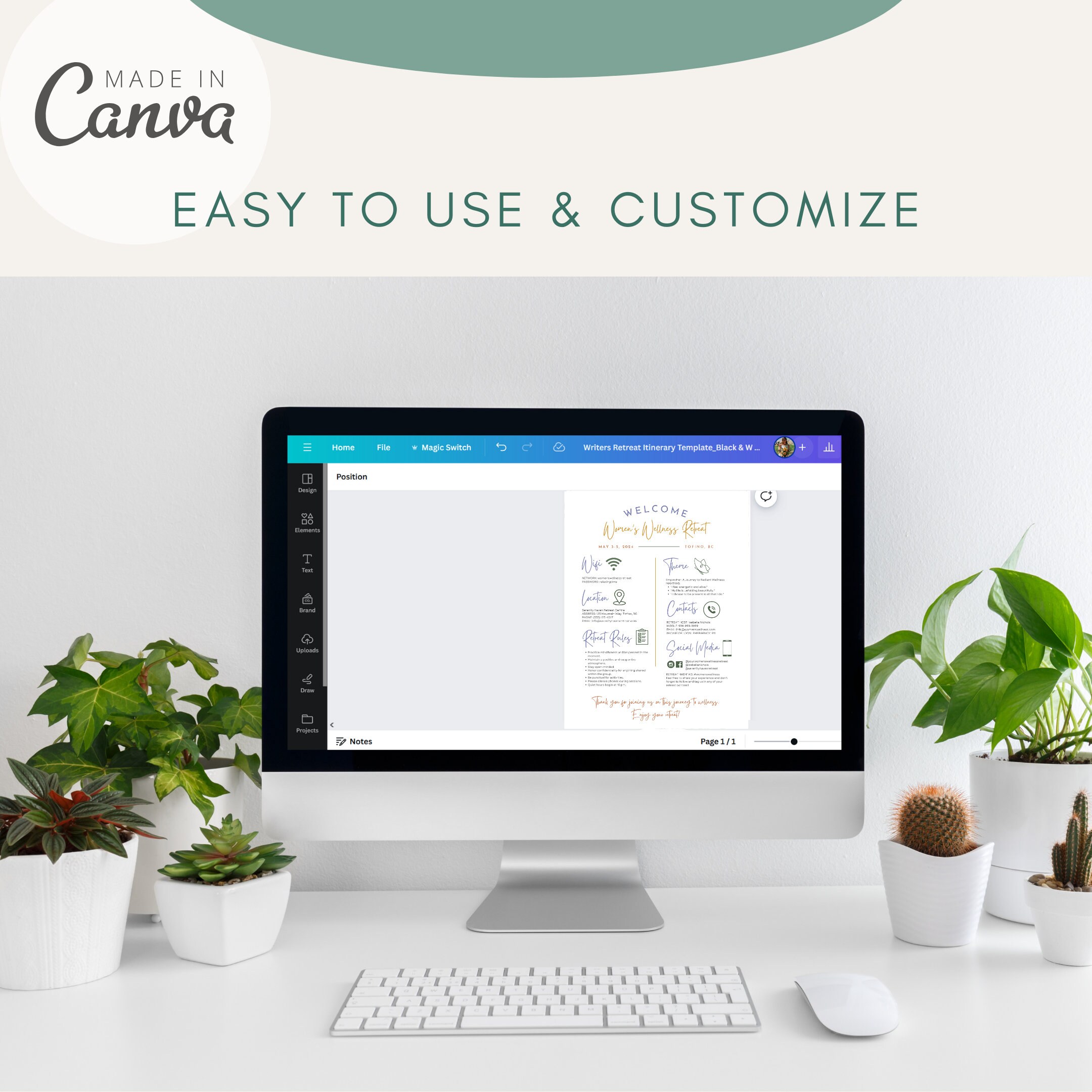 Women's Wellness Retreat Welcome Sign Template Guest Arrival Poster ...