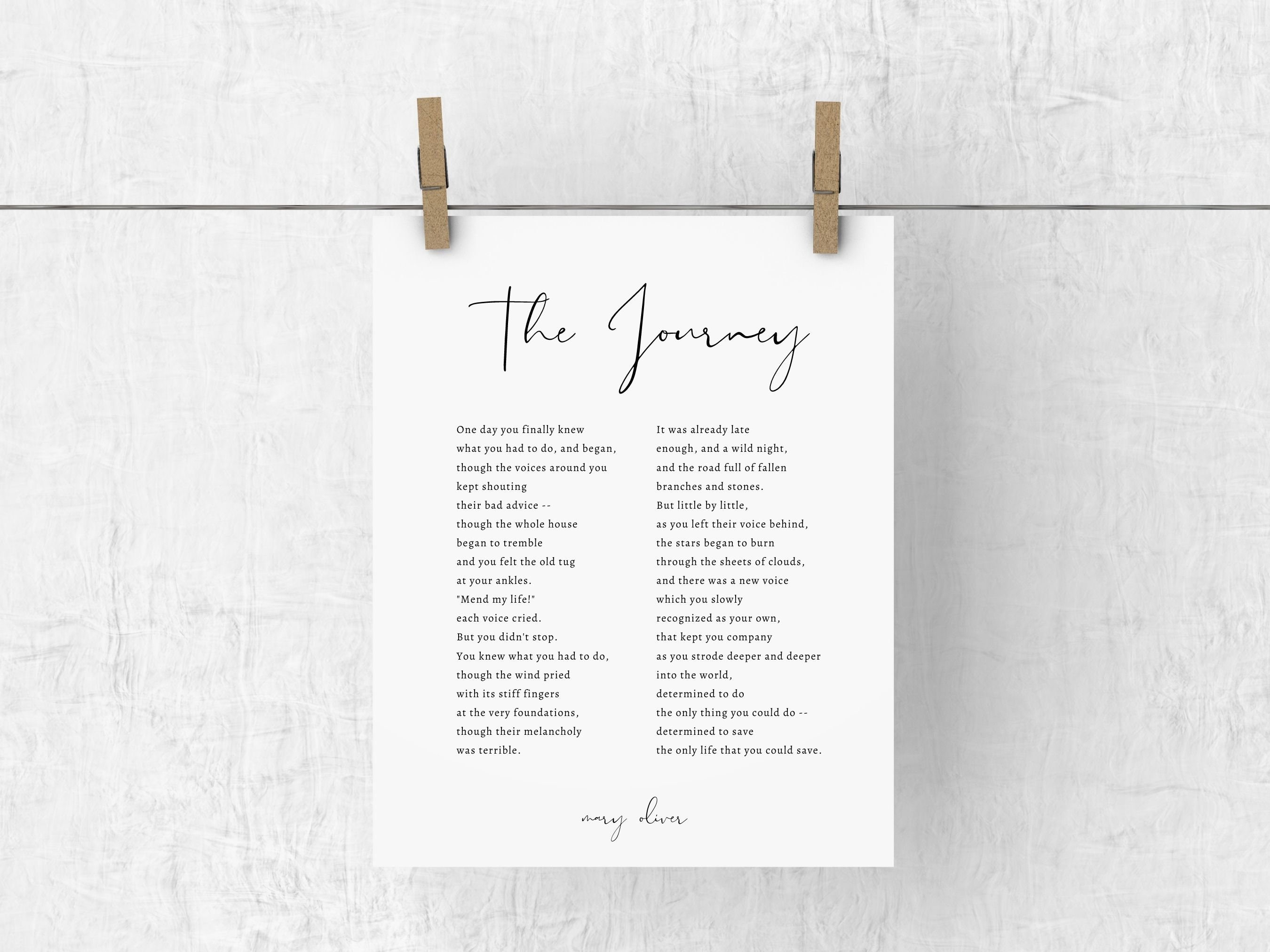 The Journey Mary Oliver Poem Printable / Quotable Wall Art / Poetry ...