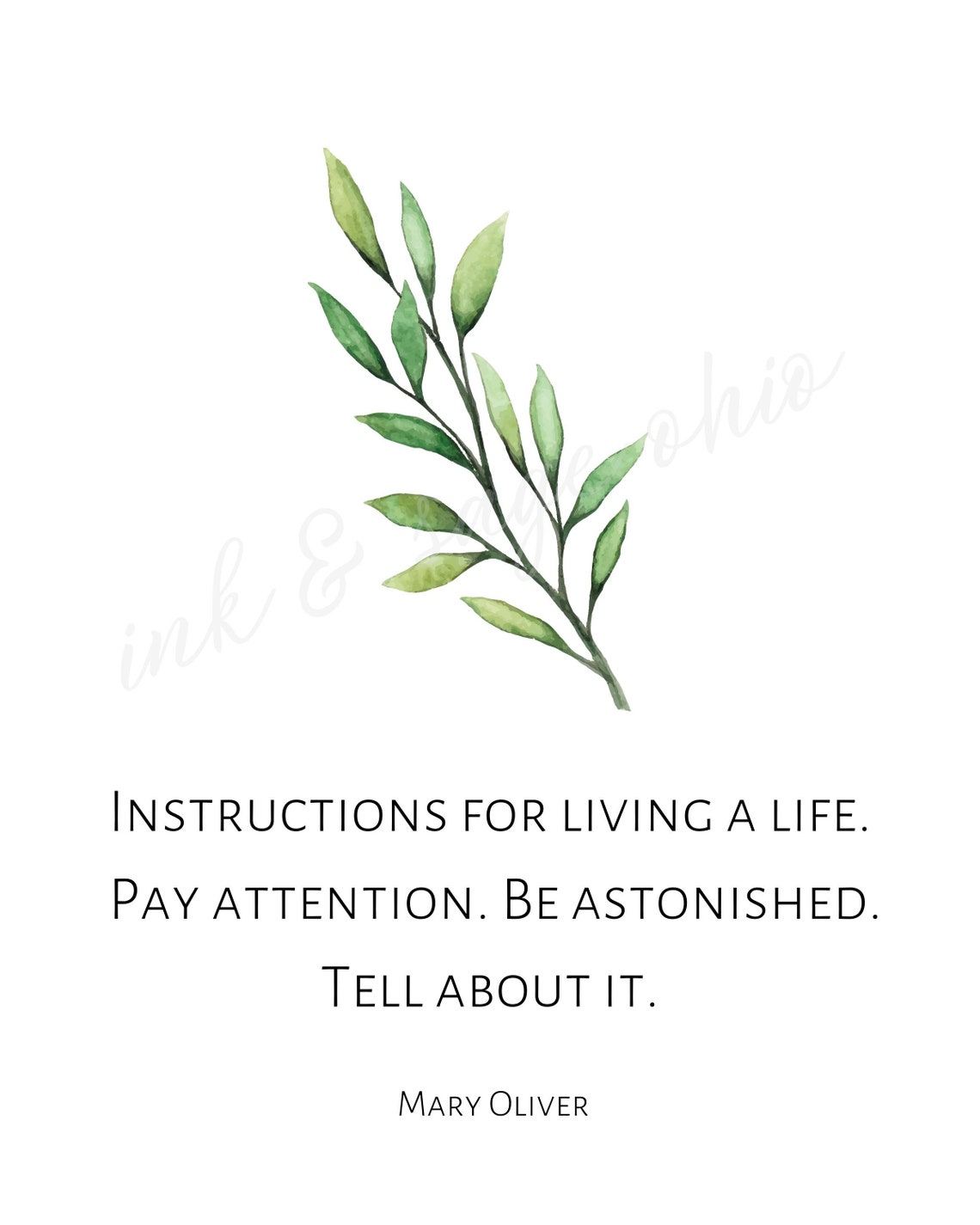 Instructions for Living a Life Quote Printable / Mary Oliver Poem ...