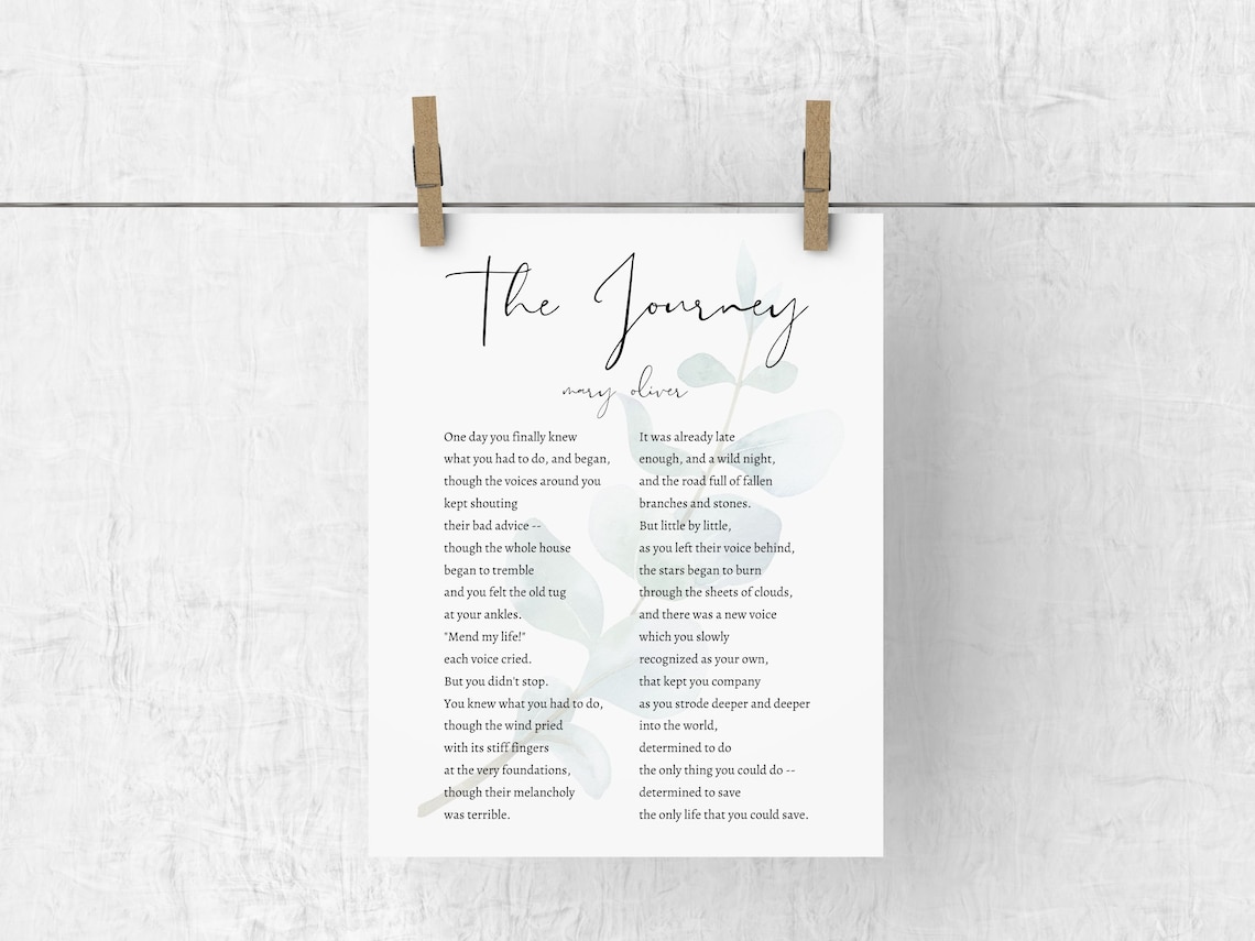 The Journey Mary Oliver Poem Printable / Quotable Wall Art / Poetry ...