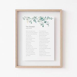 The Journey Mary Oliver Poem Printable / Quotable Wall Art / Poetry ...