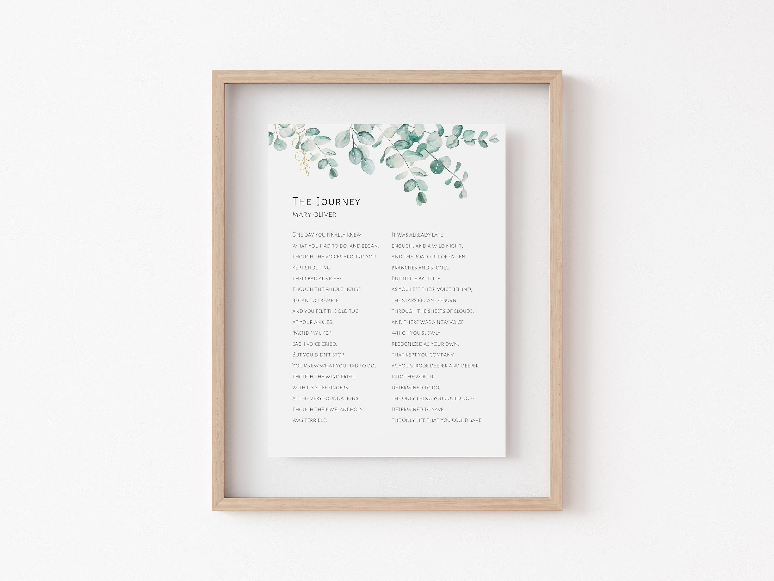 The Journey Mary Oliver Poem Printable / Quotable Wall Art / Poetry ...