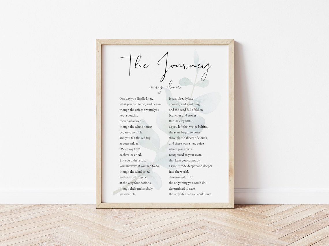 The Journey Mary Oliver Poem Printable / Quotable Wall Art / Poetry ...