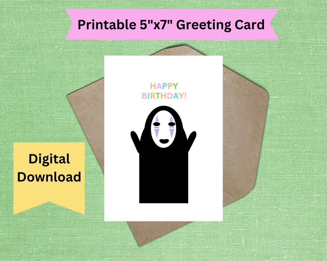 Anime Birthday Card, Printable Birthday Card, Spirited Away Inspired ...