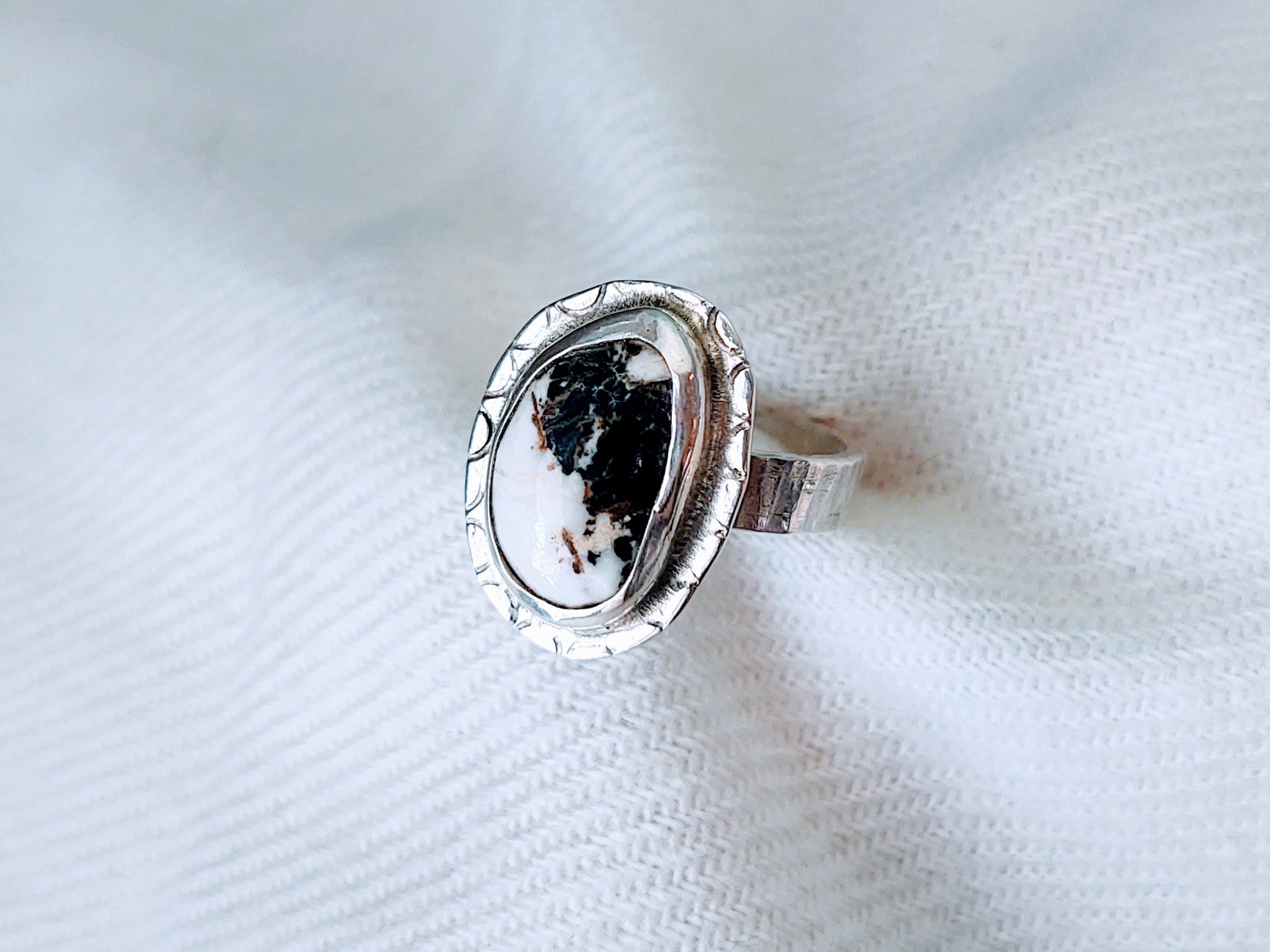 White Buffalo Turquoise Ring, CHOOSE Your STONE and Your SIZE Sterling ...