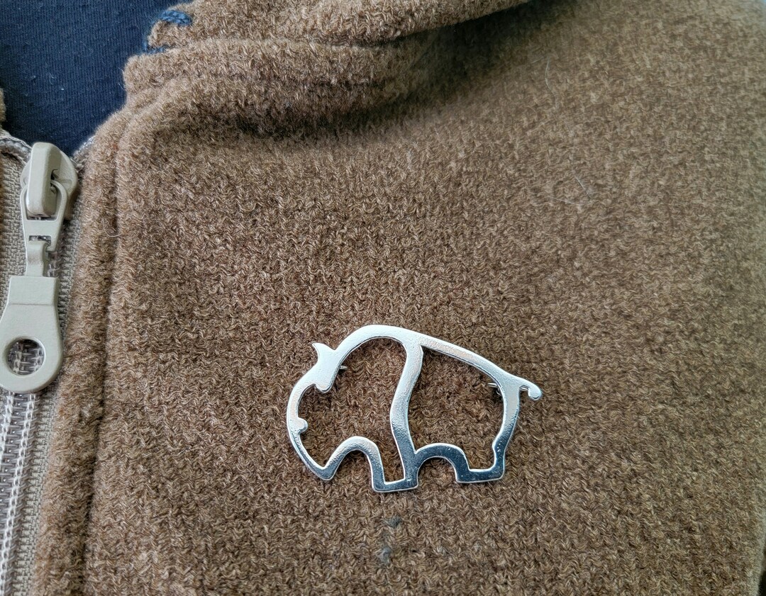 Buffalo Pin, Sterling Silver or Gold Filled Bison Pin, Animal Brooch ...