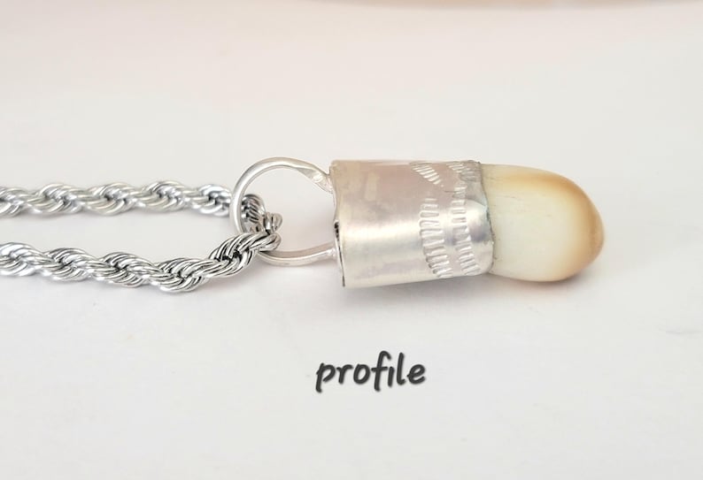 Elk Tooth Pendant, Faux Elk Ivory, Handmade Resin & 925 Sterling Cap ...