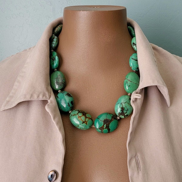 Large Chunky Turquoise Necklace - Etsy