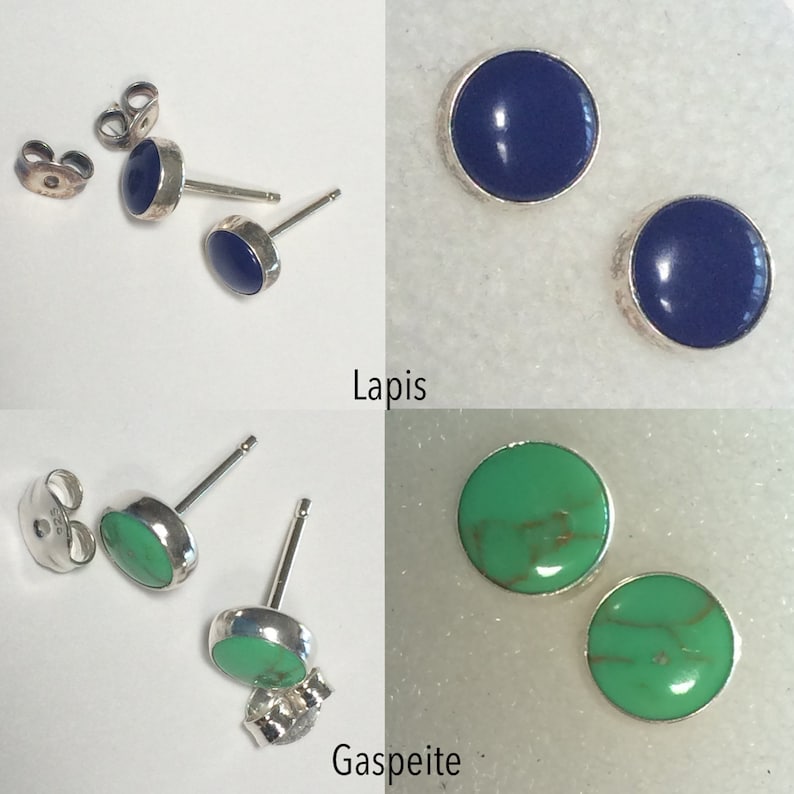 Silver Studs, 6mm Round 925 Sterling Silver Small Stone Post Gemstone ...