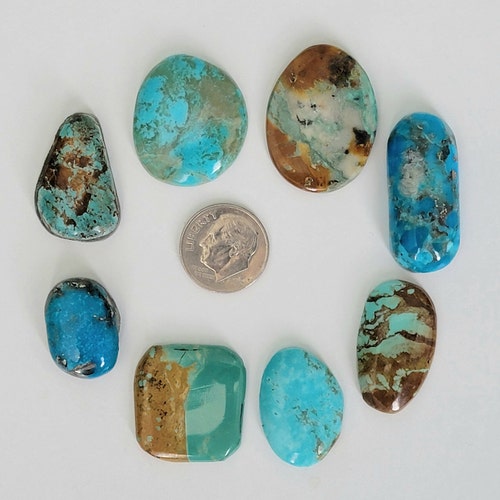 Natural Turquoise Cabochons USA Sourced Hand Cut Blue & - Etsy