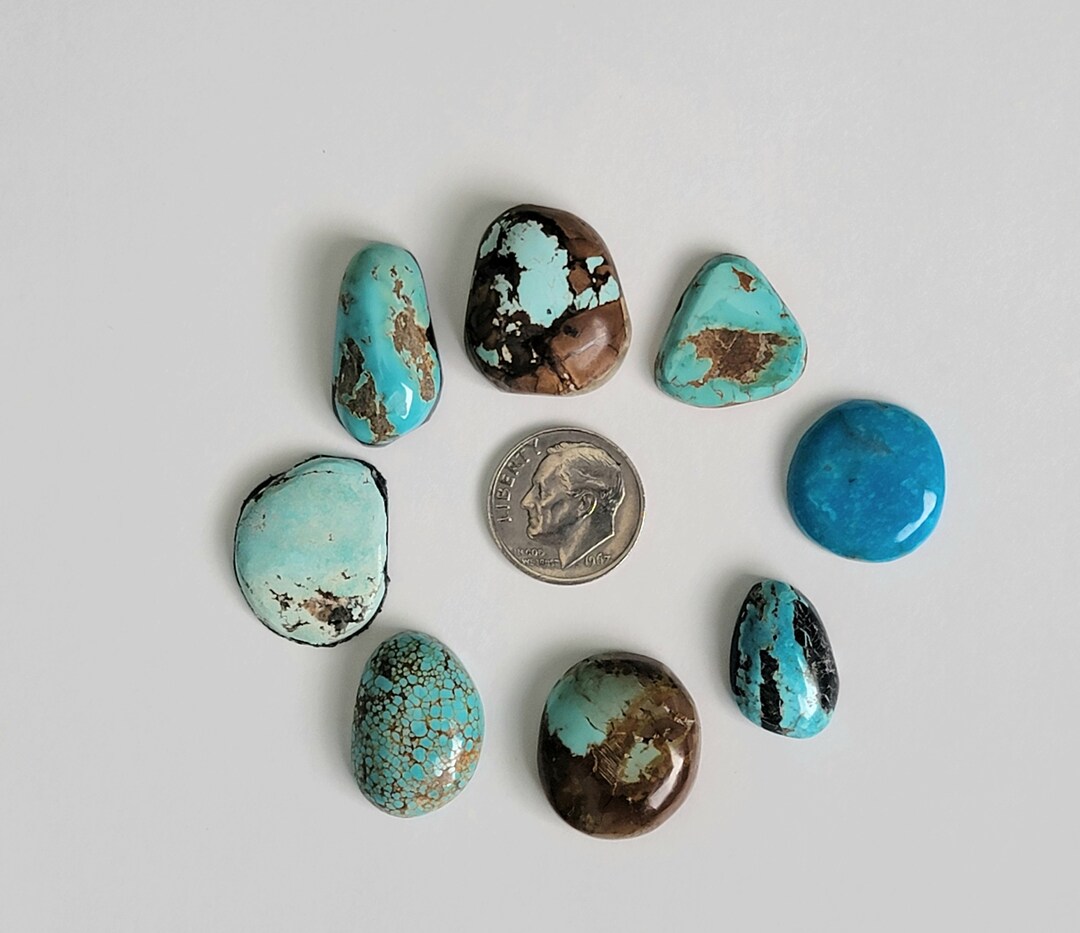 Natural Turquoise Cabochons, USA Sourced, Hand Cut Blue & Green Stone ...