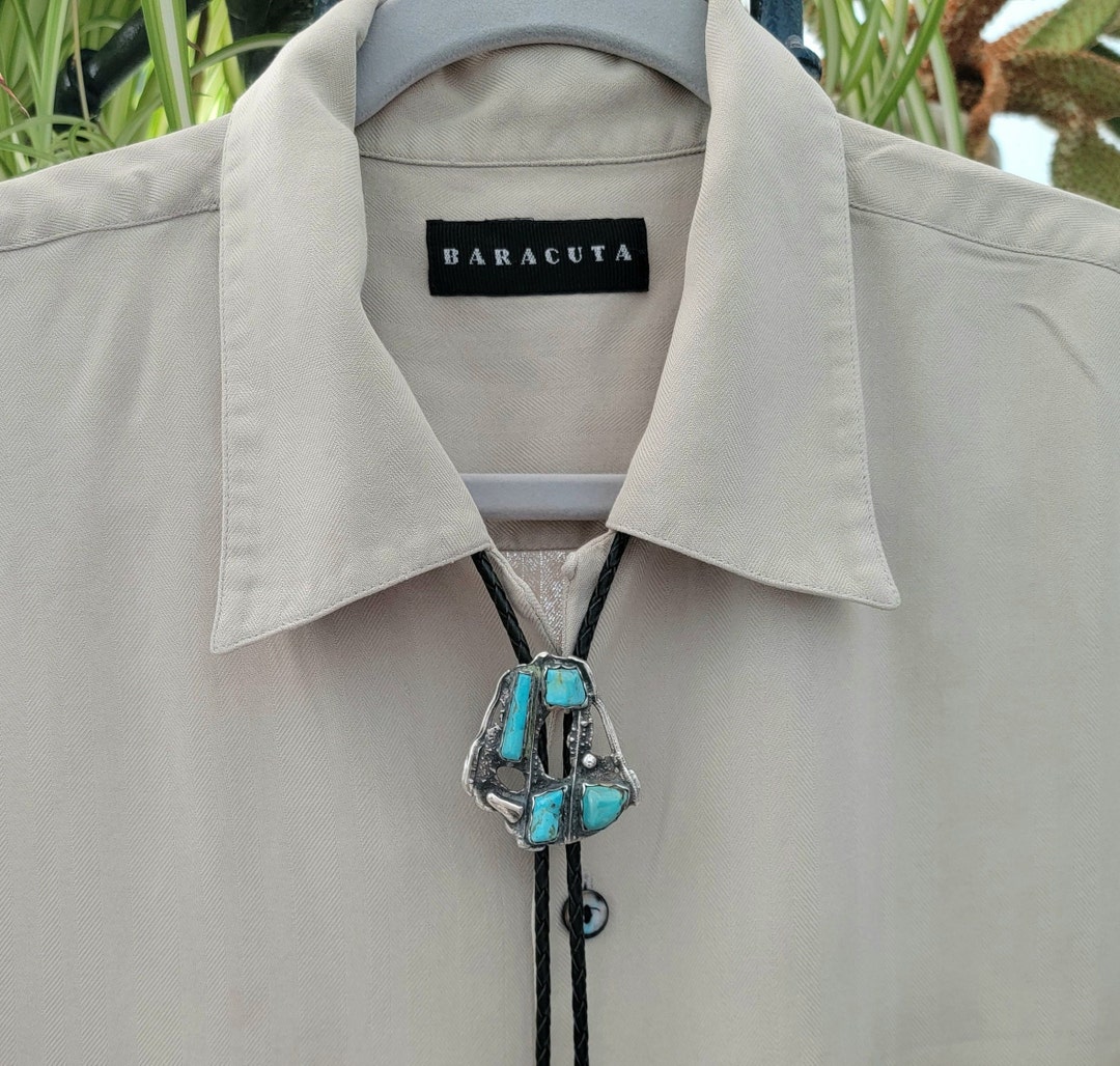 Turquoise Handmade Bolo Tie, Sterling Silver Stone Bolo Tie, 4 Strand ...