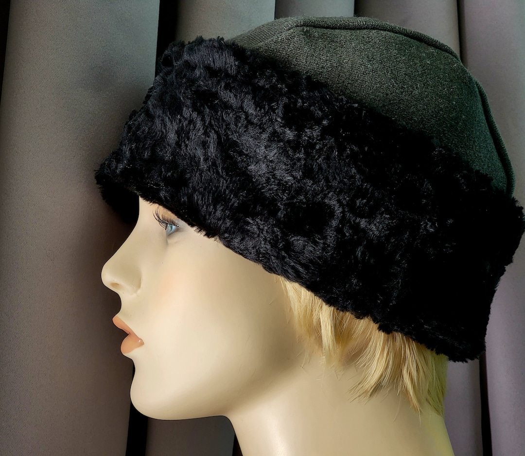 Winter Hat, Faux Fur Women's Fleece Hat, Handmade Washable Warm ...