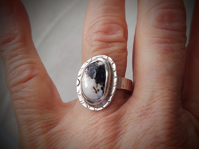 White Buffalo Turquoise Ring, CHOOSE Your STONE and Your SIZE Sterling ...