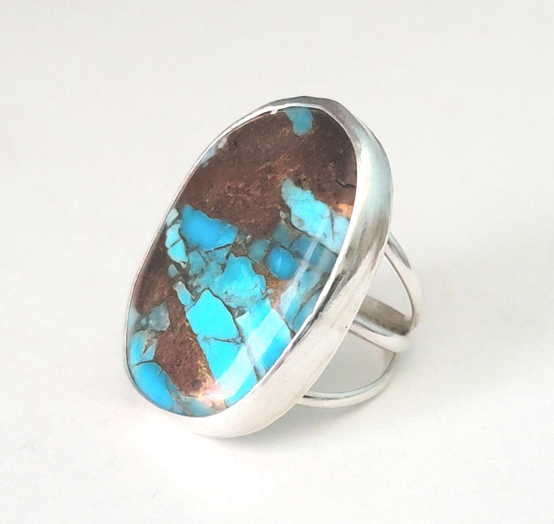 Big Turquoise Ring, Handmade Sterling Silver Ring, Artist Inspired ...