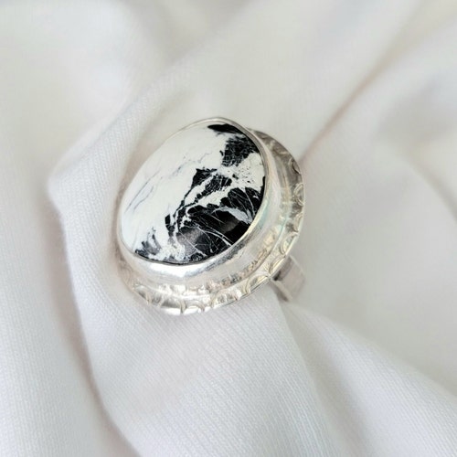 Sterling Silver White Buffalo Turquoise Statement Ring-482 - Etsy