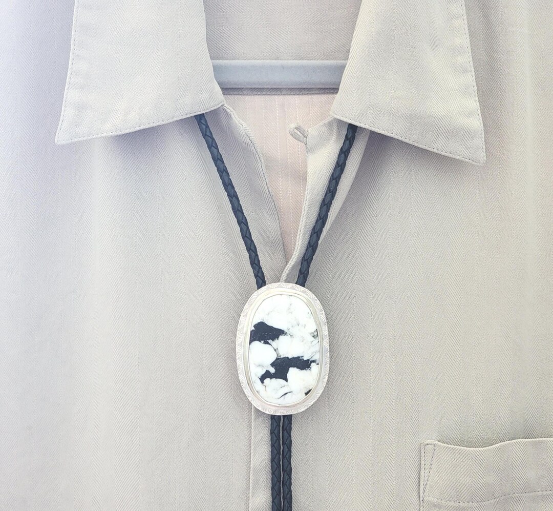 Turquoise Bolo Tie, White Buffalo Turquoise Handmade 925 Sterling ...