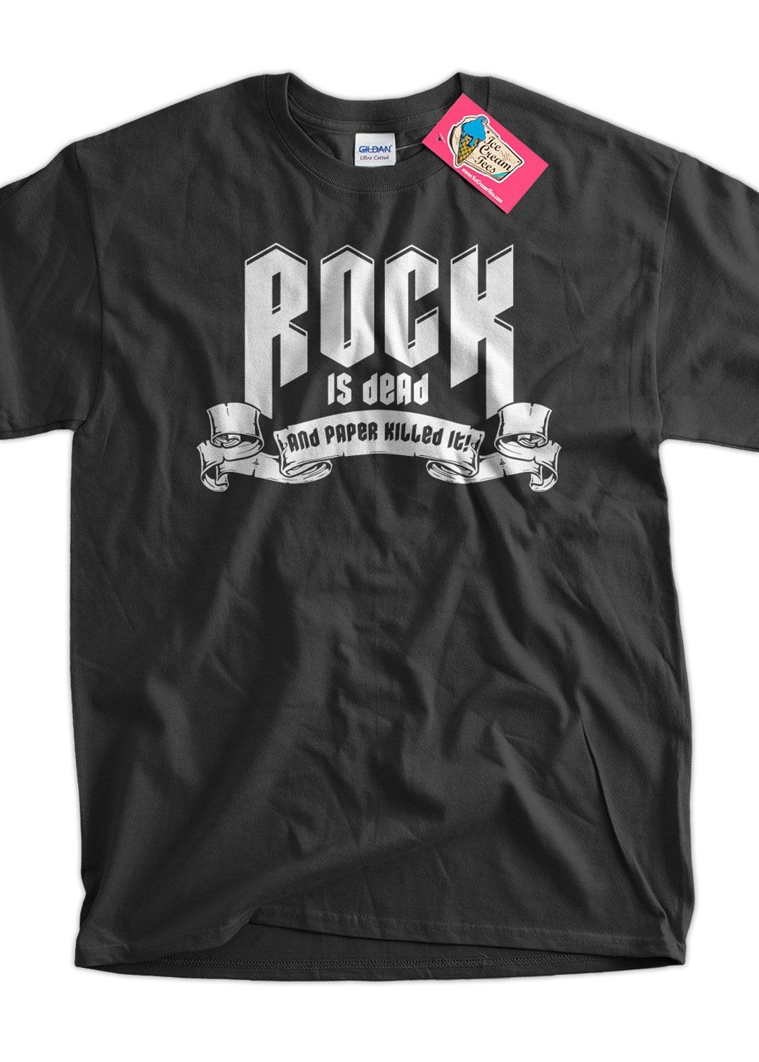 Funny Geek Rock Paper Scissors T-shirt Rock IS Dead Paper - Etsy