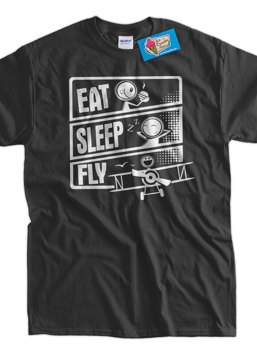 Pilot T-shirt Plane T-shirt Flying T-shirt Eat Sleep Fly T-shirt V3 ...
