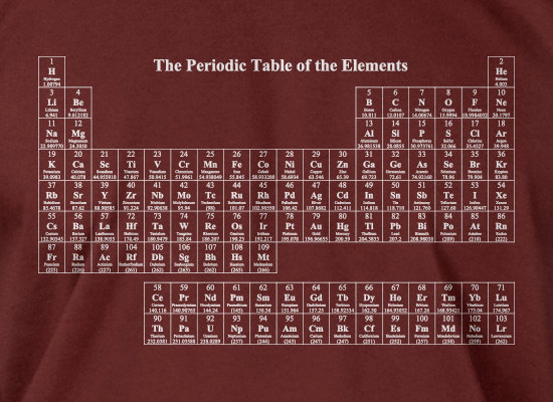 Periodic Table T-Shirt Chemistry elements Geek Nerd School - Etsy Nederland